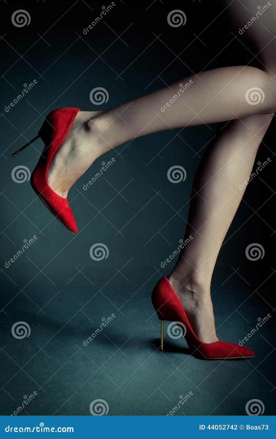 Red High Heels on Beautiful Female Legs Stock Photo - Image of cheating ...