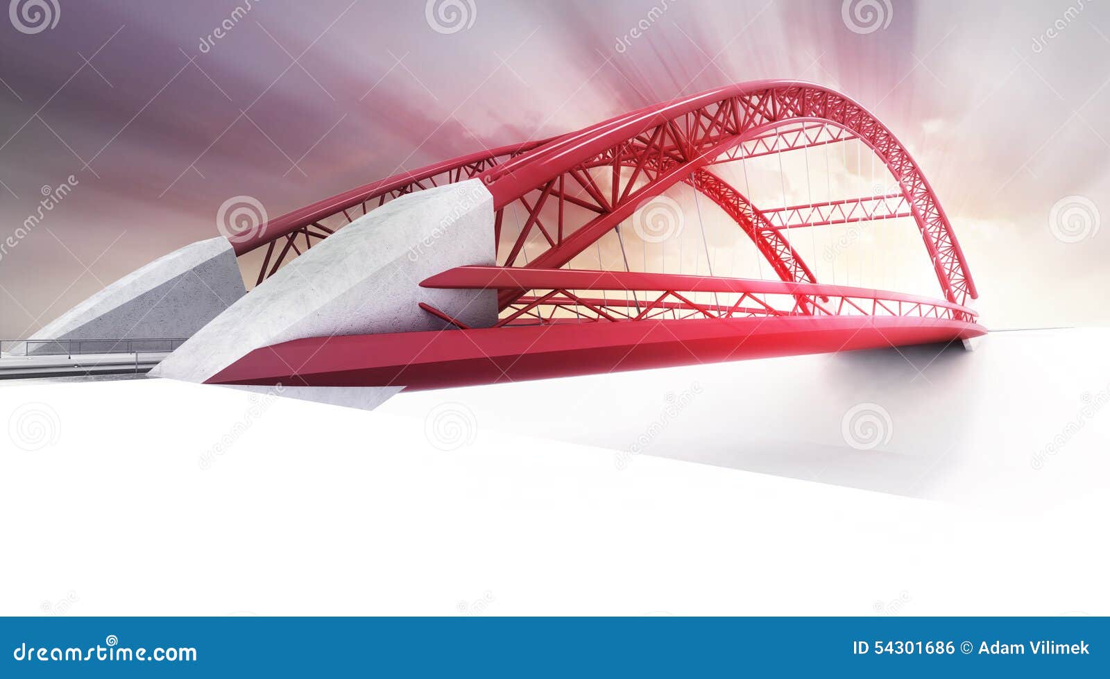 Red Highway Bridge in Perspective View Stock Illustration ...
