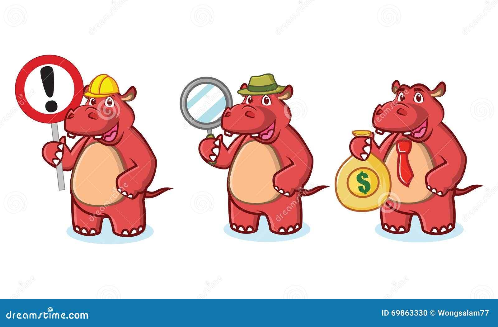Red Hippo Mascot with Money Stock Vector - Illustration of nature ...