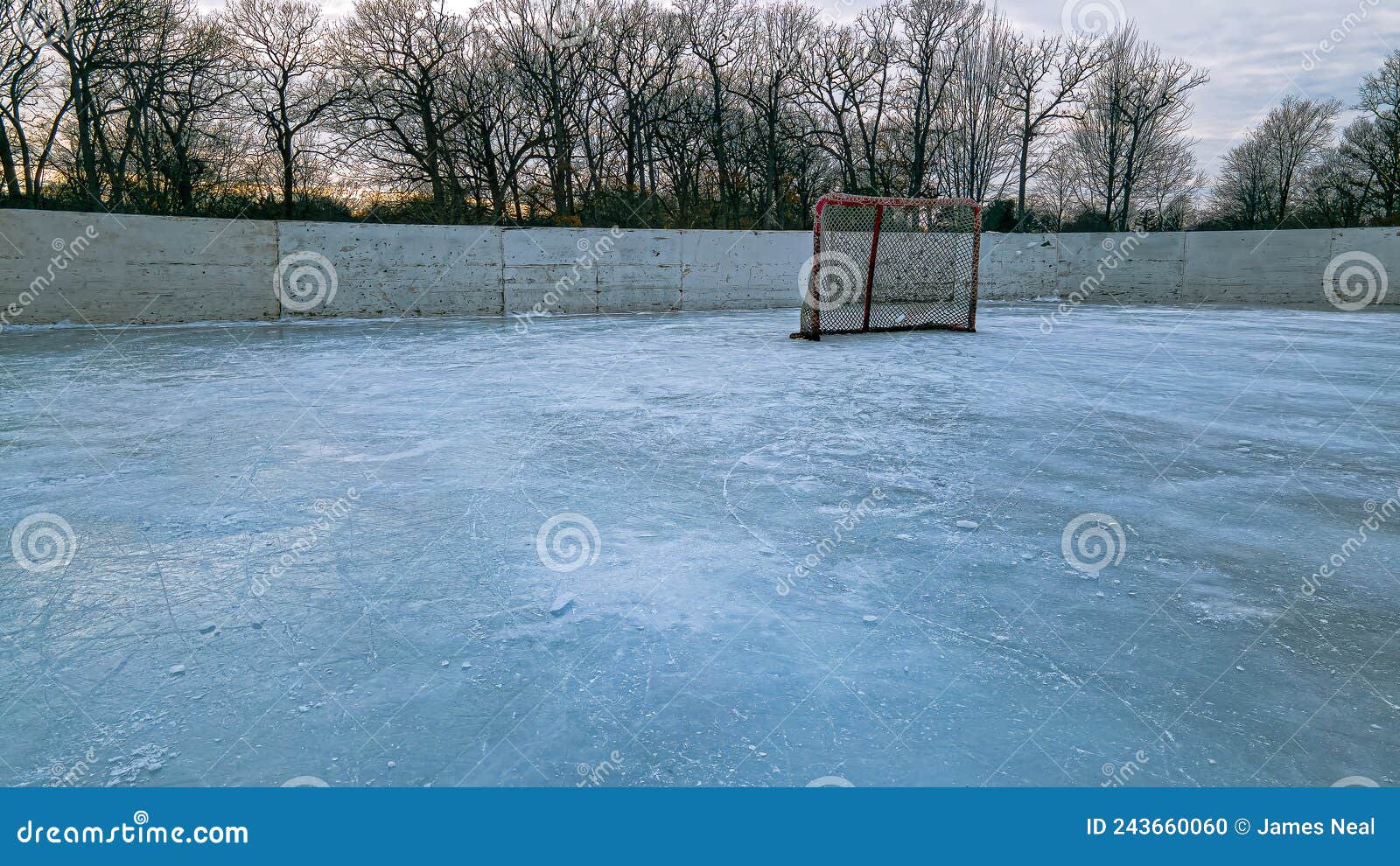 Red Hockey Net on Outside Ice Rink Stock Photo - Image of states ...