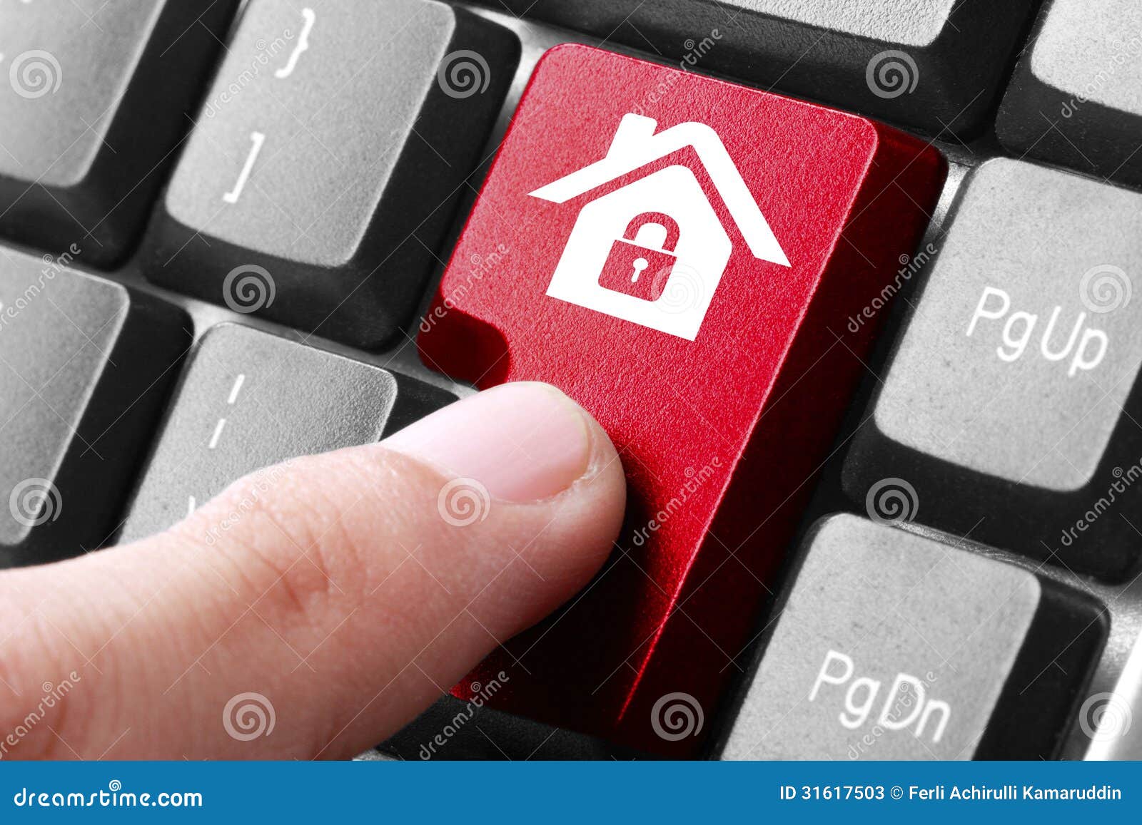 Red Home Button on the Keyboard Stock Image - Image of lock, management ...
