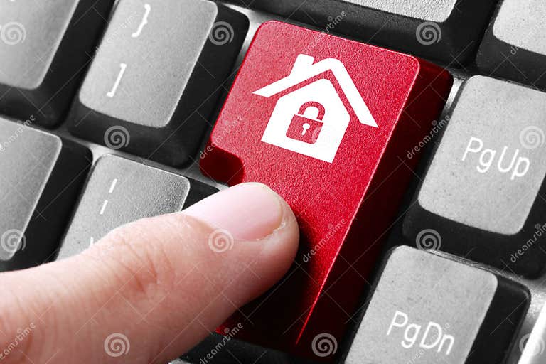 Red Home Button on the Keyboard Stock Image - Image of lock, management ...