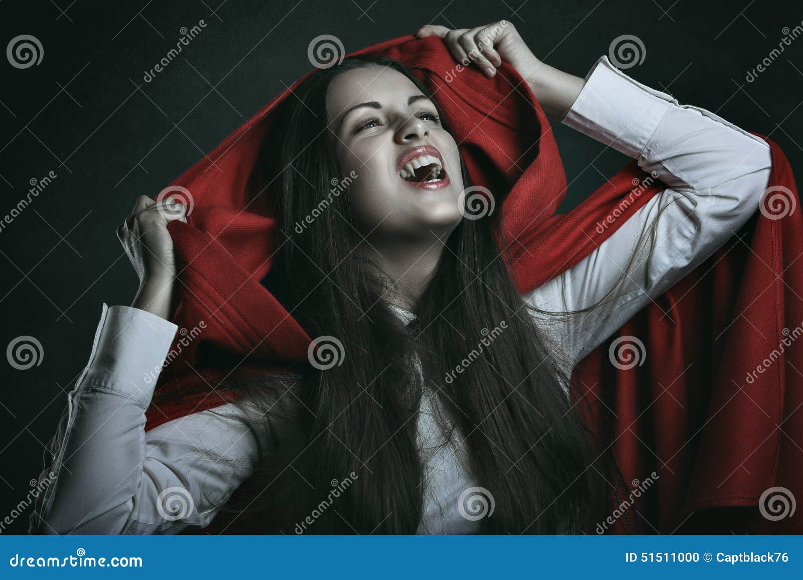 Red hooded vampire stock photo. Image of beautiful, halloween - 51511000