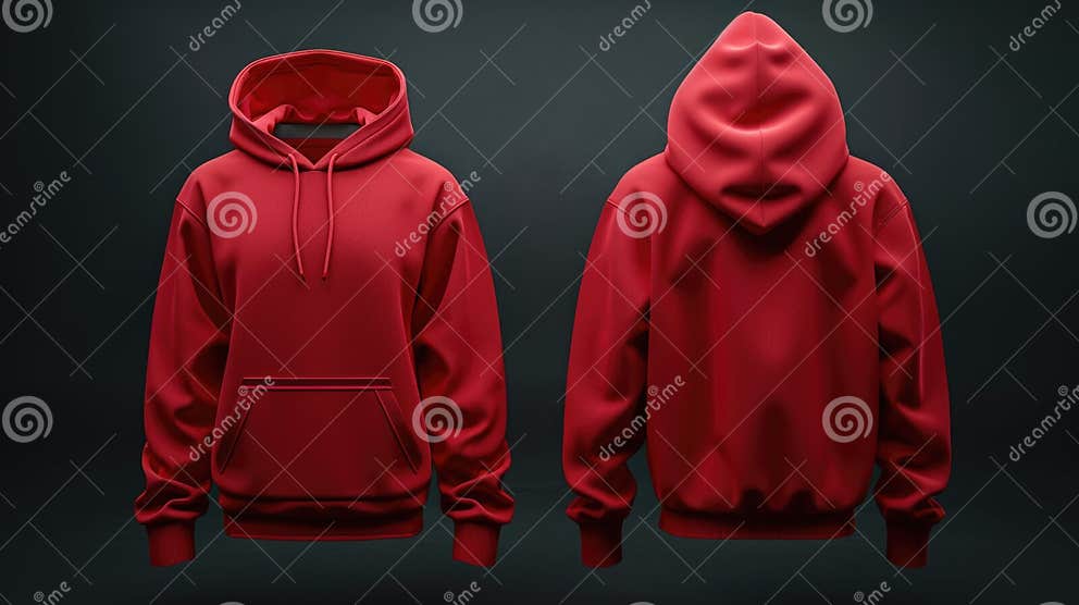 Red Hoodie Front And Back View On Black Background Stock Illustration Illustration Of Black