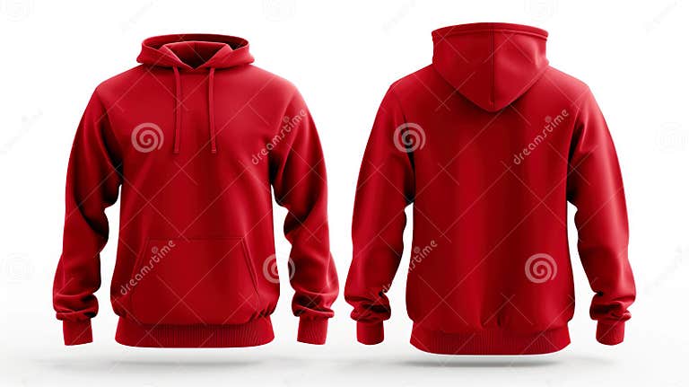 Red Hoodie Front And Back View On A White Background Stock Illustration Illustration Of