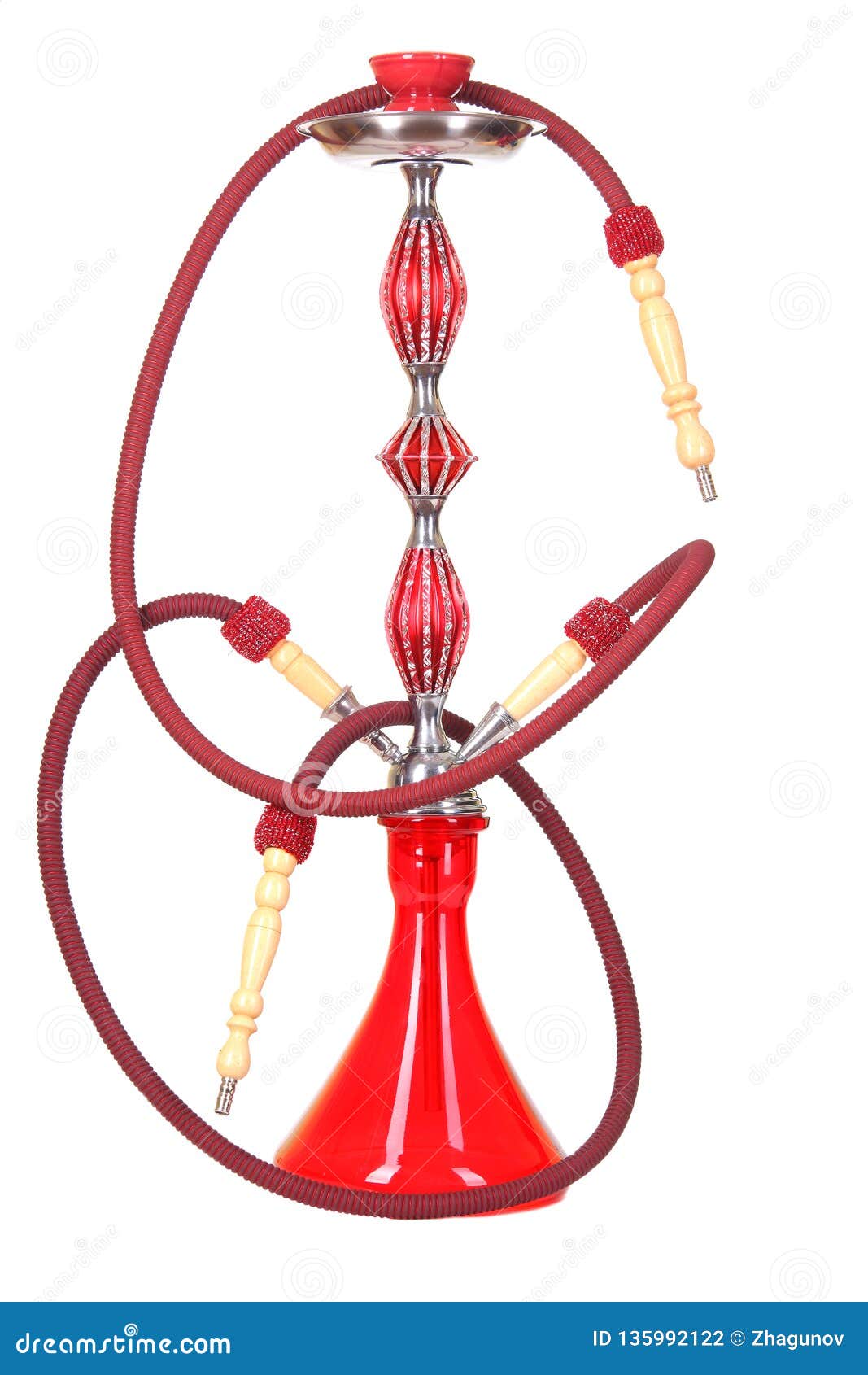 Red Hookah on White Background Stock Photo - Image of metal, addiction ...