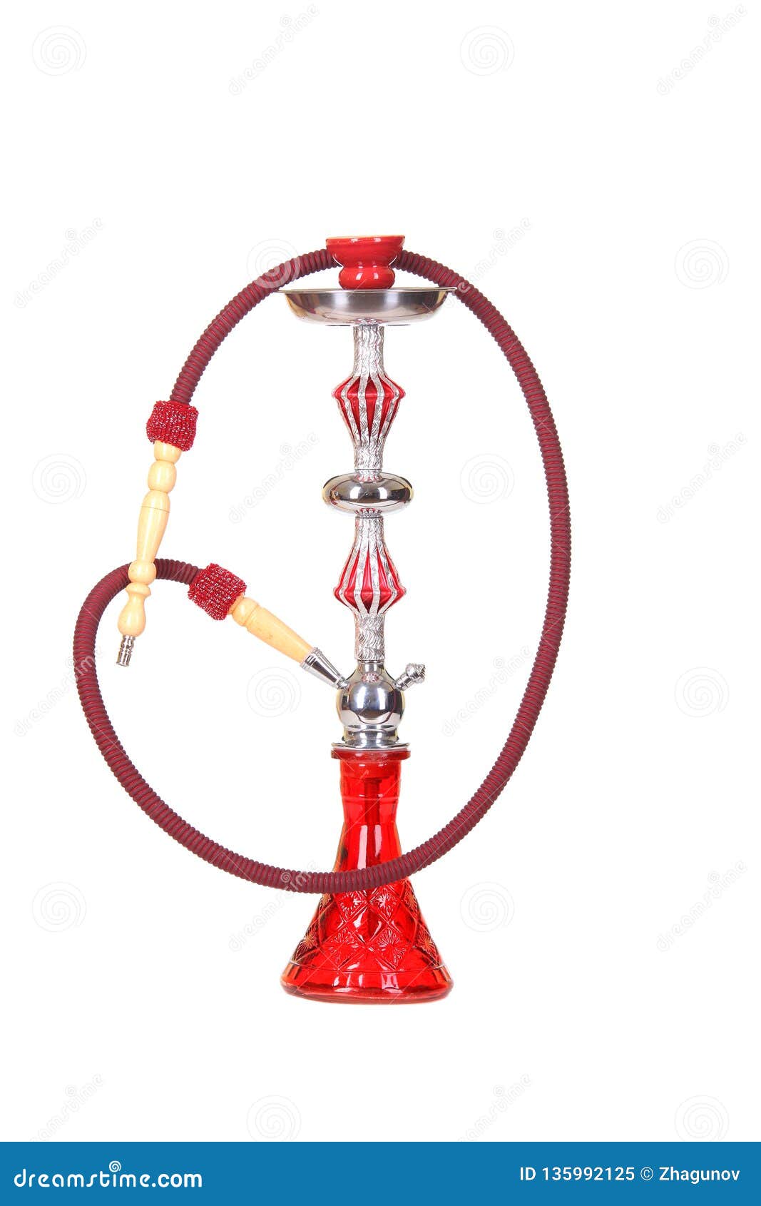 Red Hookah on White Background Stock Image - Image of object, glass ...
