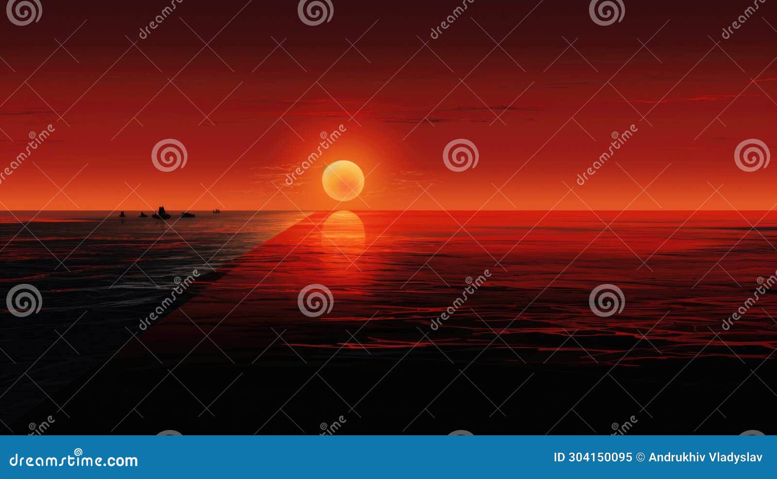Red Horizon Line, Abstract Illustration Stock Illustration ...