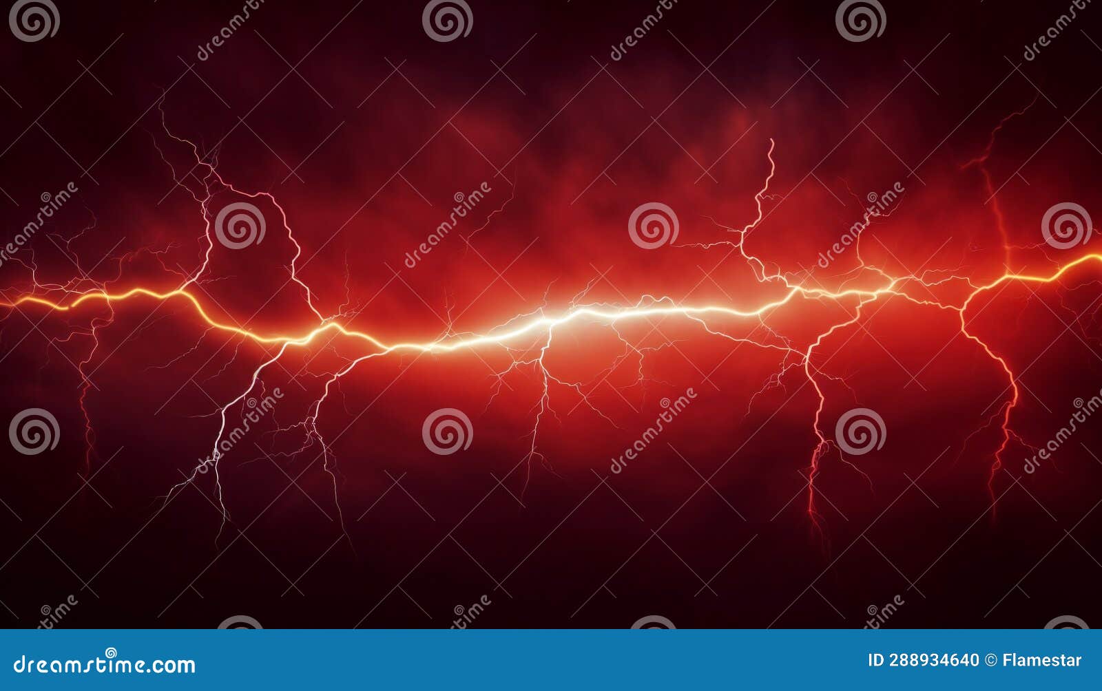 Red Horizontal Lightning in the Sky Stock Illustration - Illustration ...