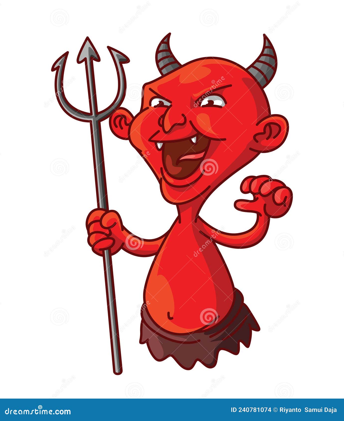 Red Horned Devil Color Illustration Design Stock Vector - Illustration ...