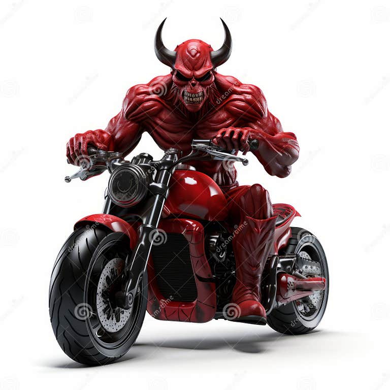 Red Horned Devil Motorcycle: a Techno Shamanistic Masterpiece Stock ...