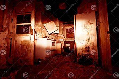 Red Horror Kitchen stock photo. Image of dangerous, trashed - 23534806