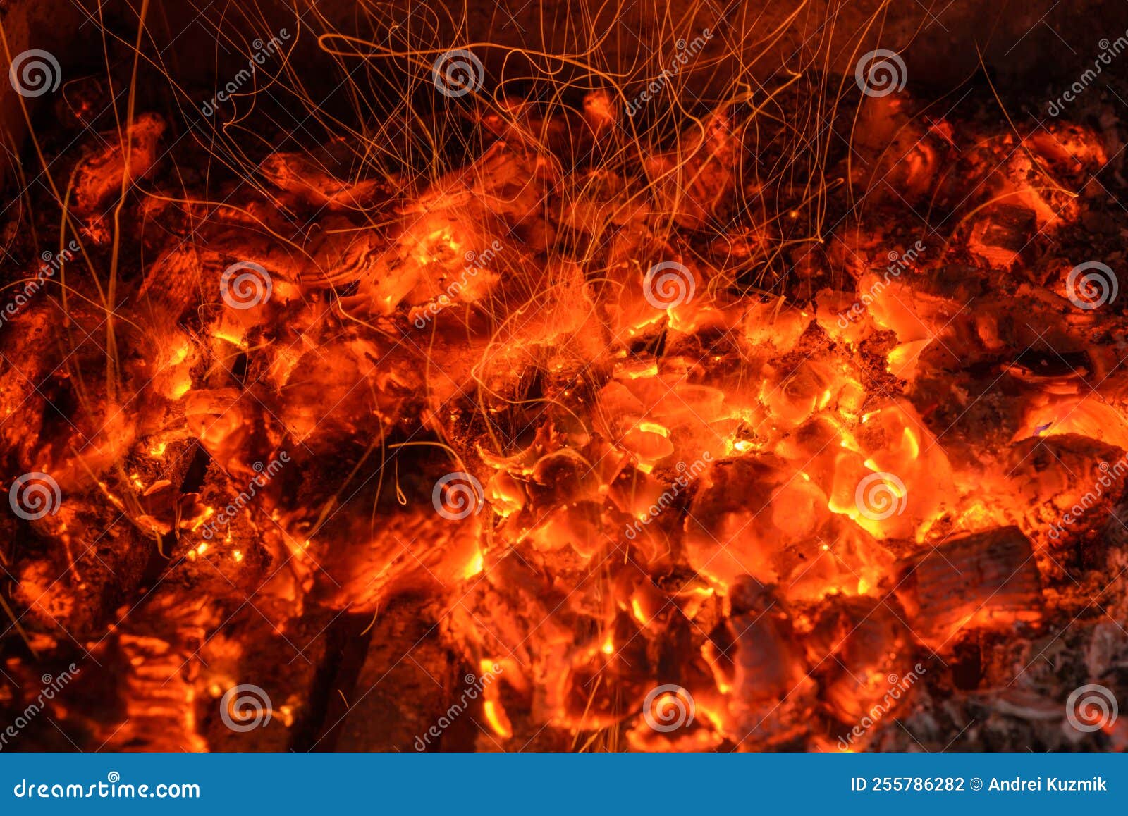 Red Hot Burning Coals in Fireplace Texture or Background Stock Photo ...