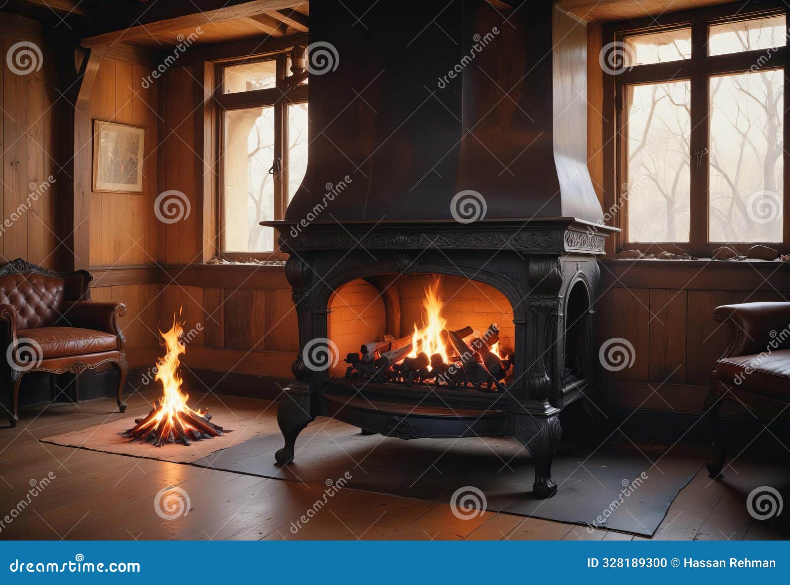 Red-hot Charcoal Embers Smoldering in a Fireplace Stock Illustration ...