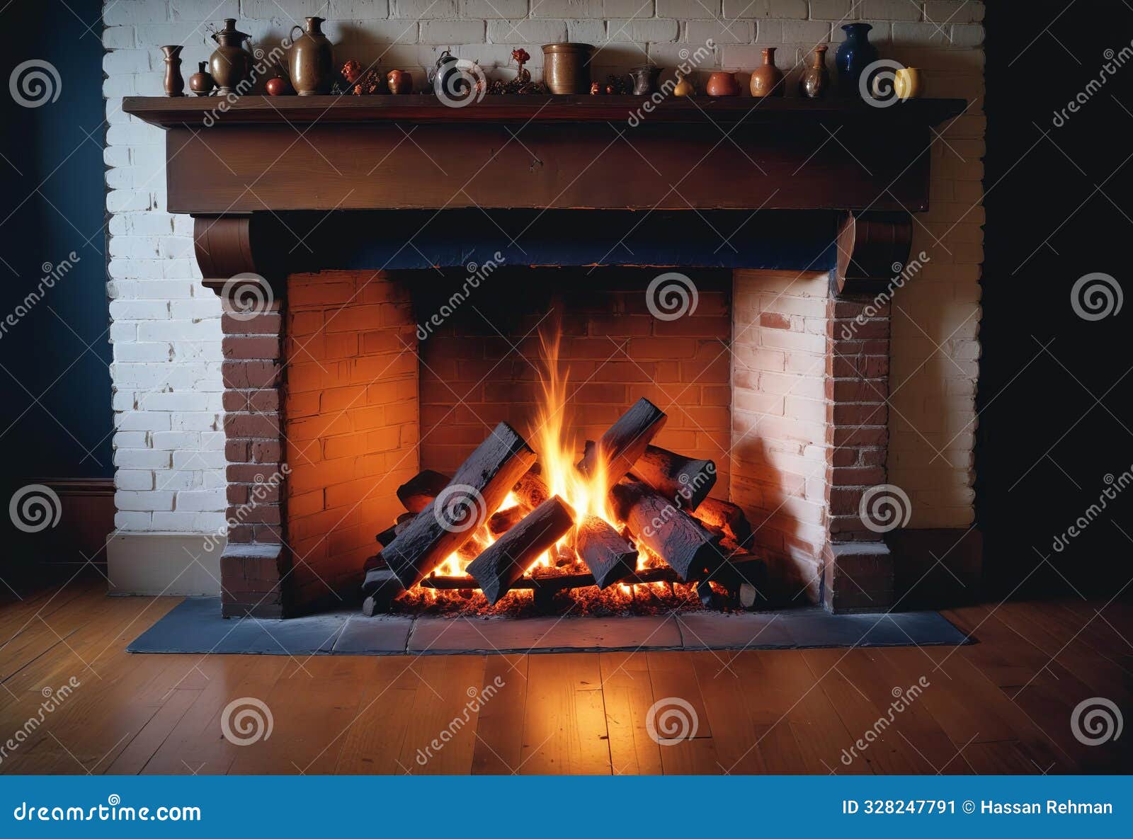 Red-hot Charcoal Embers Smoldering in a Fireplace Stock Illustration ...
