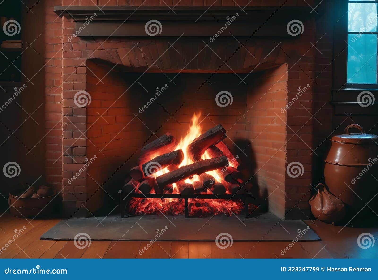 Red-hot Charcoal Embers Smoldering in a Fireplace Stock Illustration ...