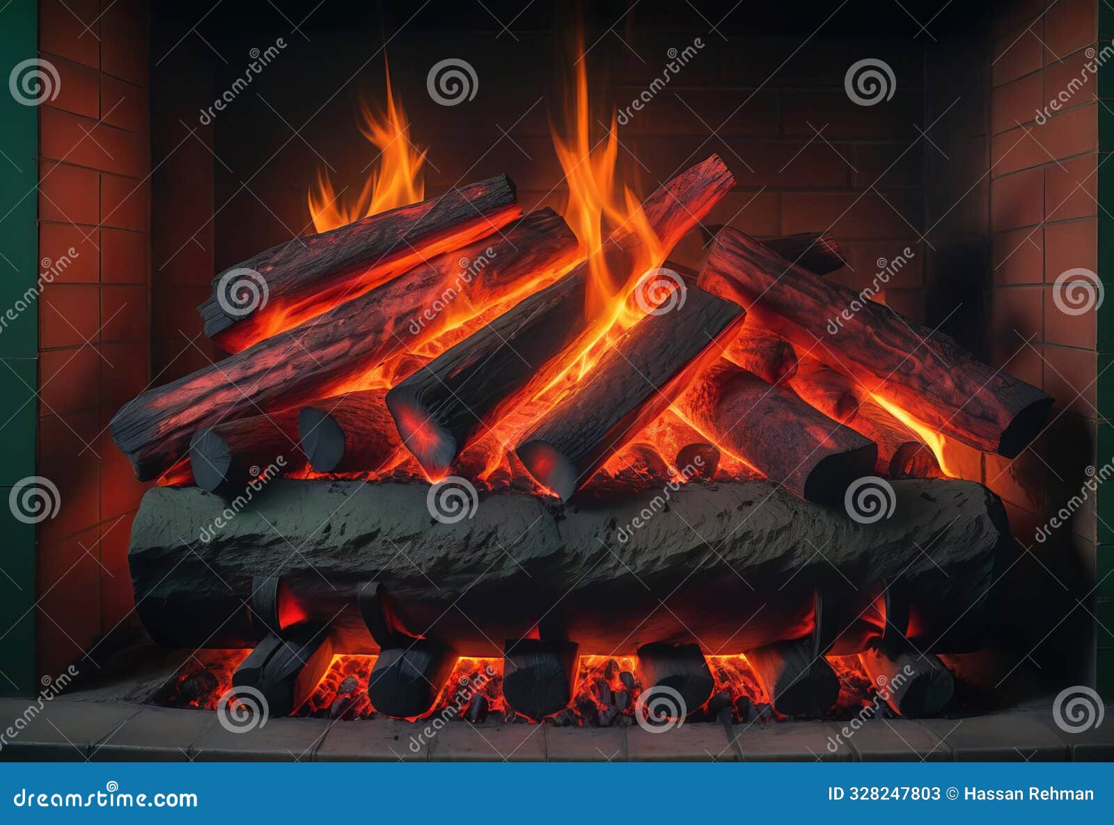 Red-hot Charcoal Embers Smoldering in a Fireplace Stock Illustration ...