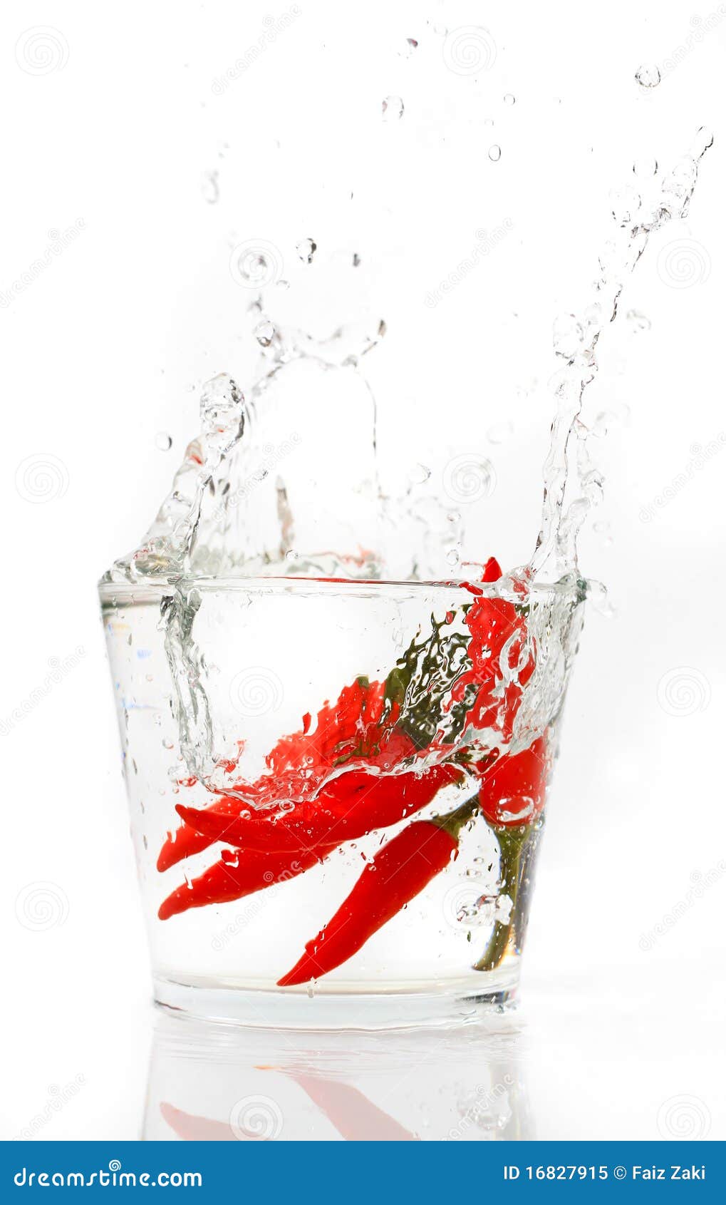 Red Hot Chili Pepper Splashing into Water Stock Image - Image of dive ...