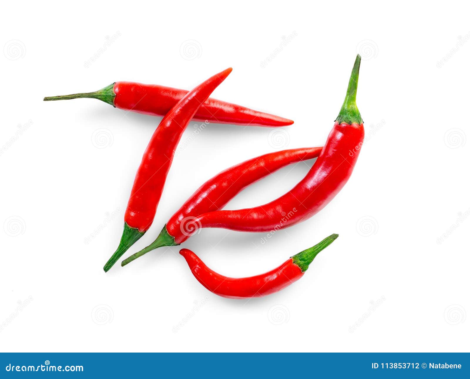 Red Hot Chili Pepper on White Background, Top View Stock Photo - Image ...