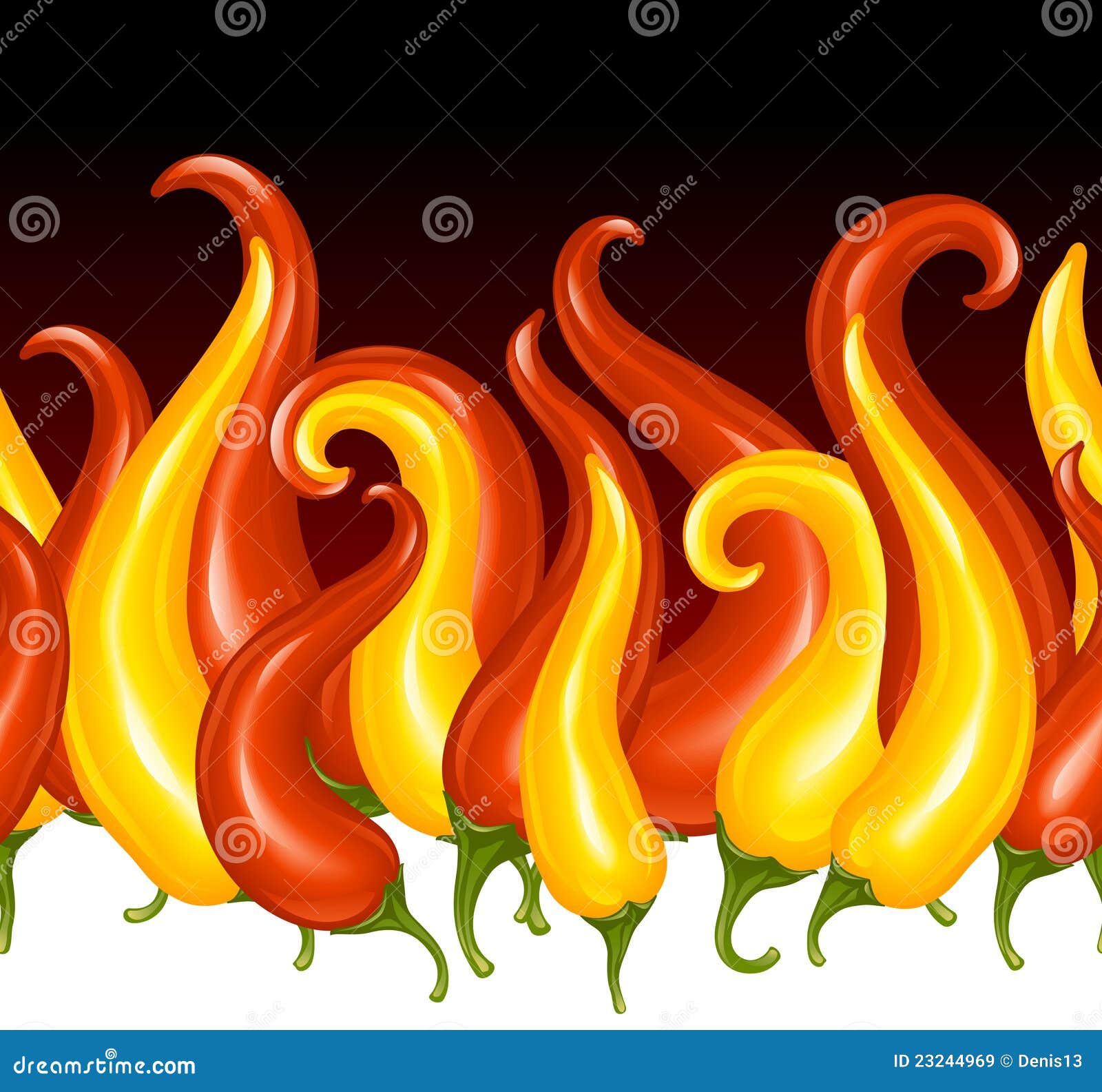Red Hot Chilli Pepper in the Shape of Fire Stock Vector - Illustration ...