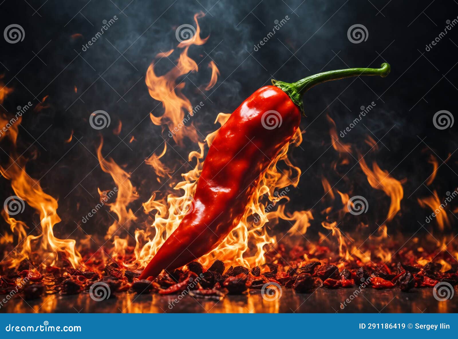 Red Hot Chilli Peppers on Fire Burning. Generative AI Stock ...