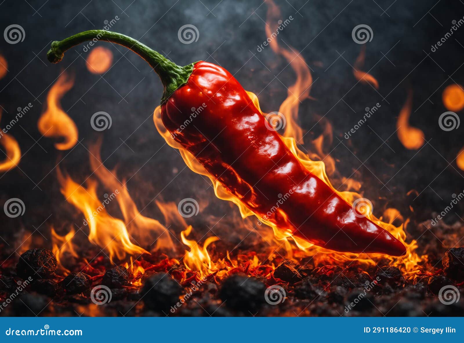 Red Hot Chilli Peppers on Fire Burning. Generative AI Stock ...