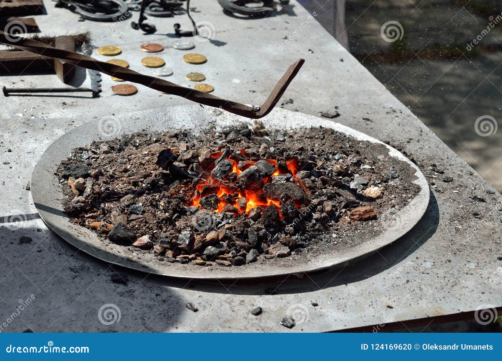 Red, Hot Coals Burn in the Forge Horn. Stock Photo - Image of campfire ...