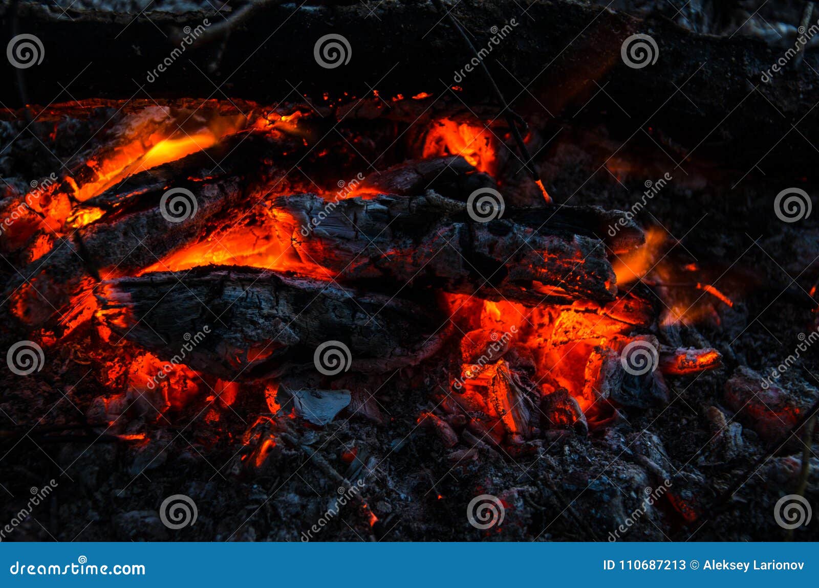 Red hot coals in the fire stock image. Image of grill - 110687213