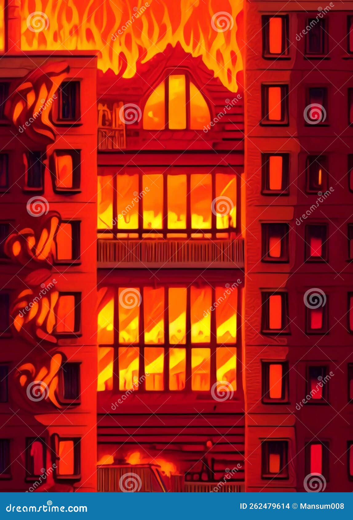 Hot Fire Burning Building Background Stock Illustration - Illustration ...