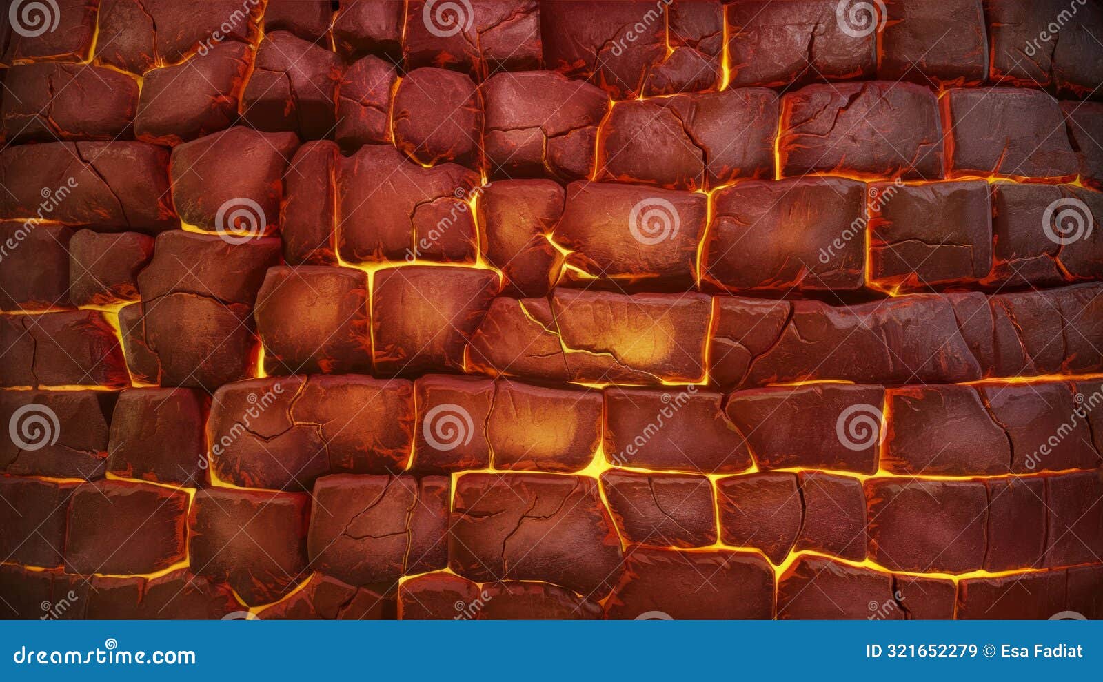 Red Hot Glowing Cracked Brick Wall Texture Background Stock ...