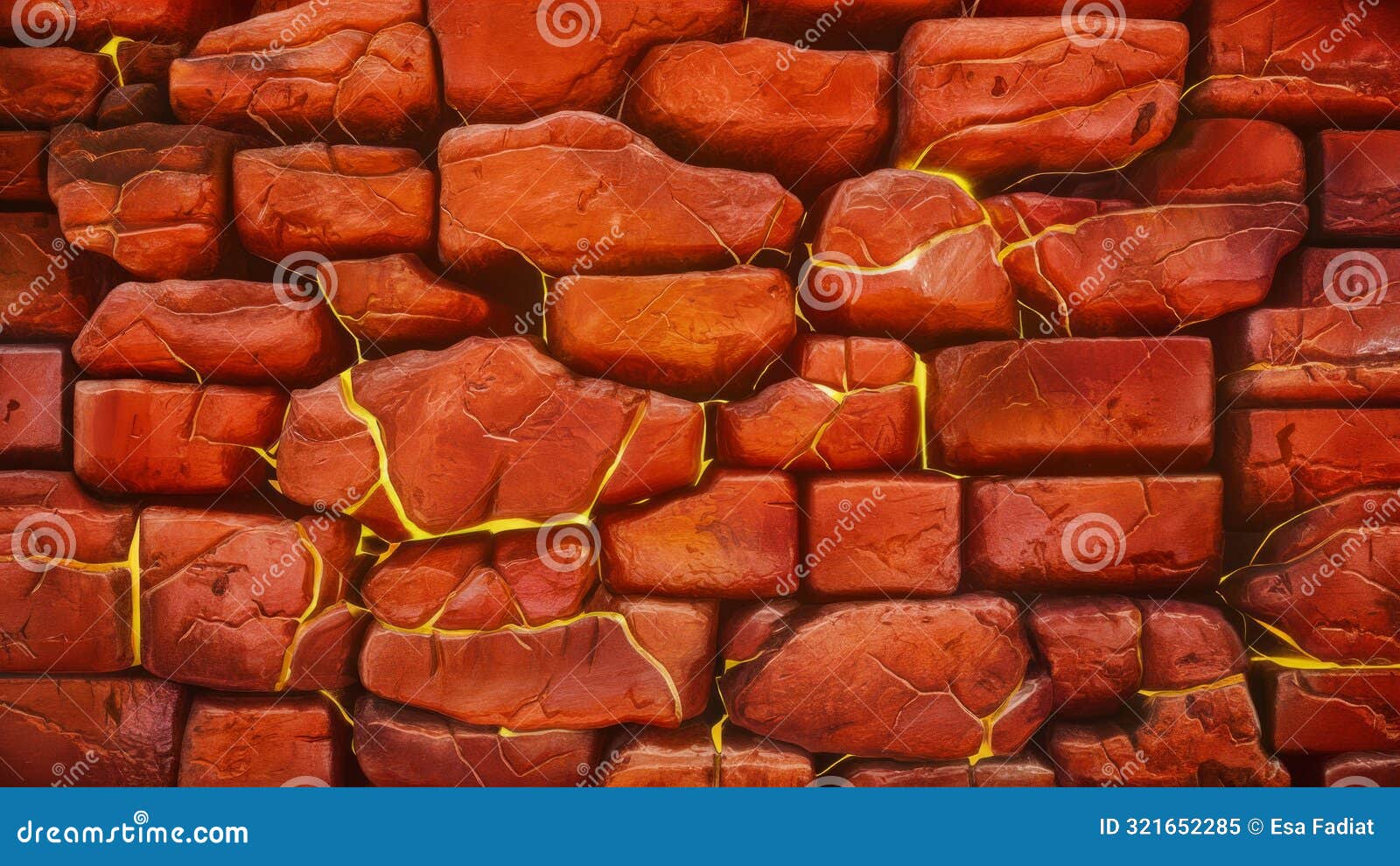 Red Hot Glowing Cracked Brick Wall Texture Background Stock ...