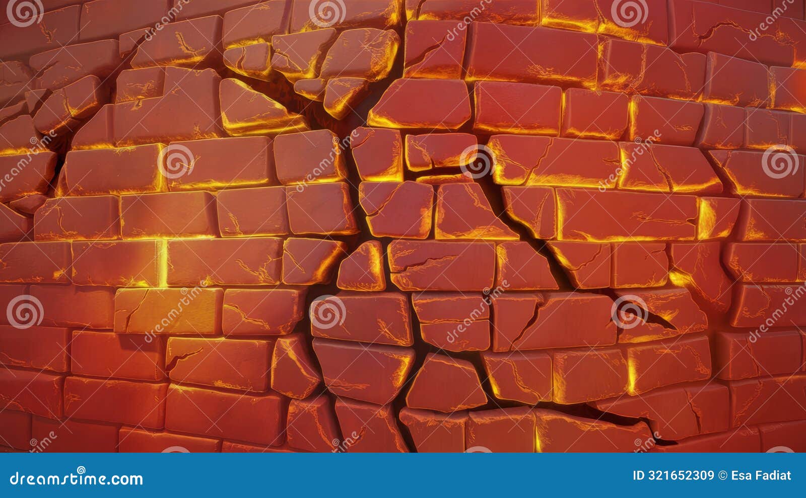 Red Hot Glowing Cracked Brick Wall Texture Background Stock ...