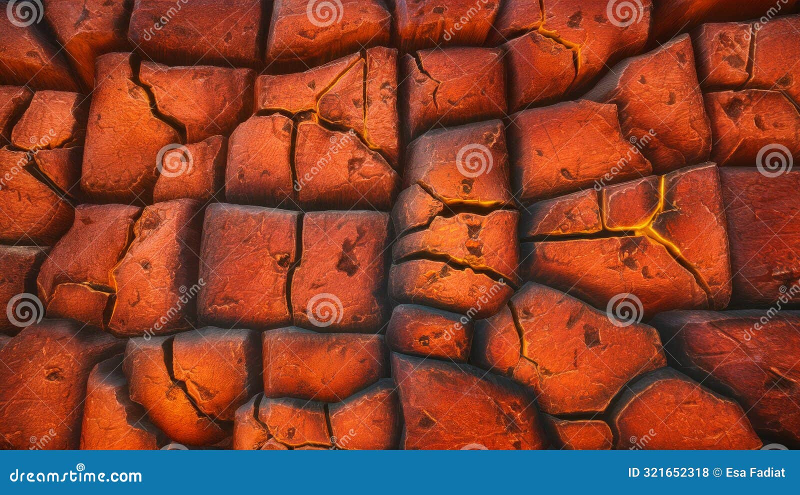 Red Hot Glowing Cracked Brick Wall Texture Background Stock ...