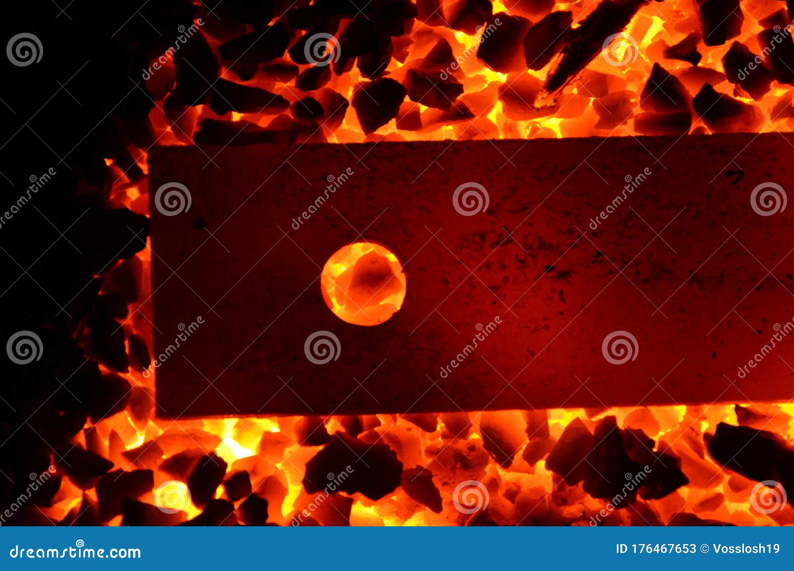 The red-hot iron bar. stock image. Image of iron, bright - 176467653