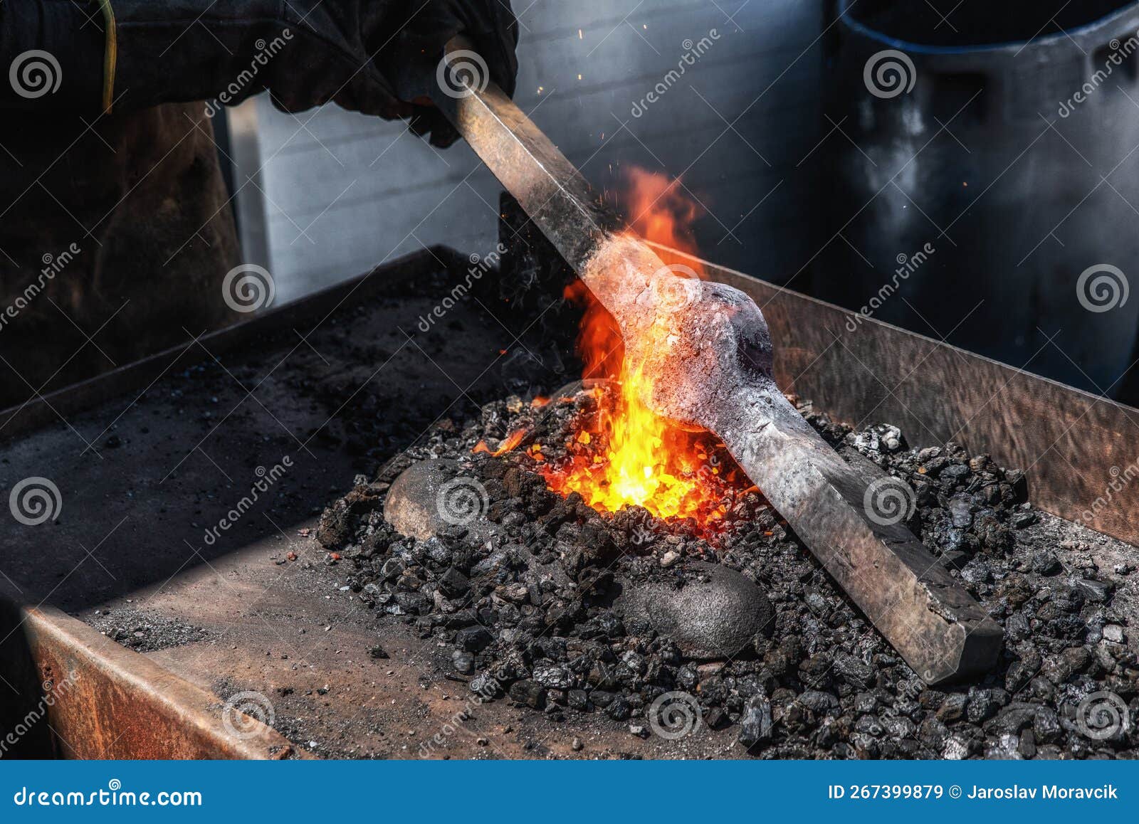 Red Hot Iron in the Burning Coal Stock Image - Image of steel, outdoor ...