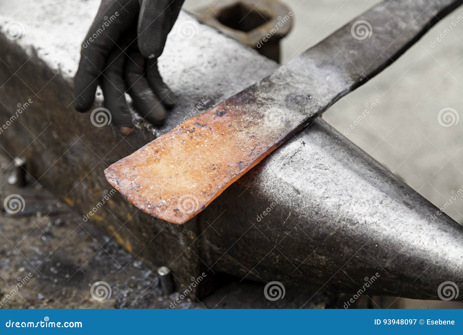 Red hot iron in a forge stock image. Image of handwork - 93948097