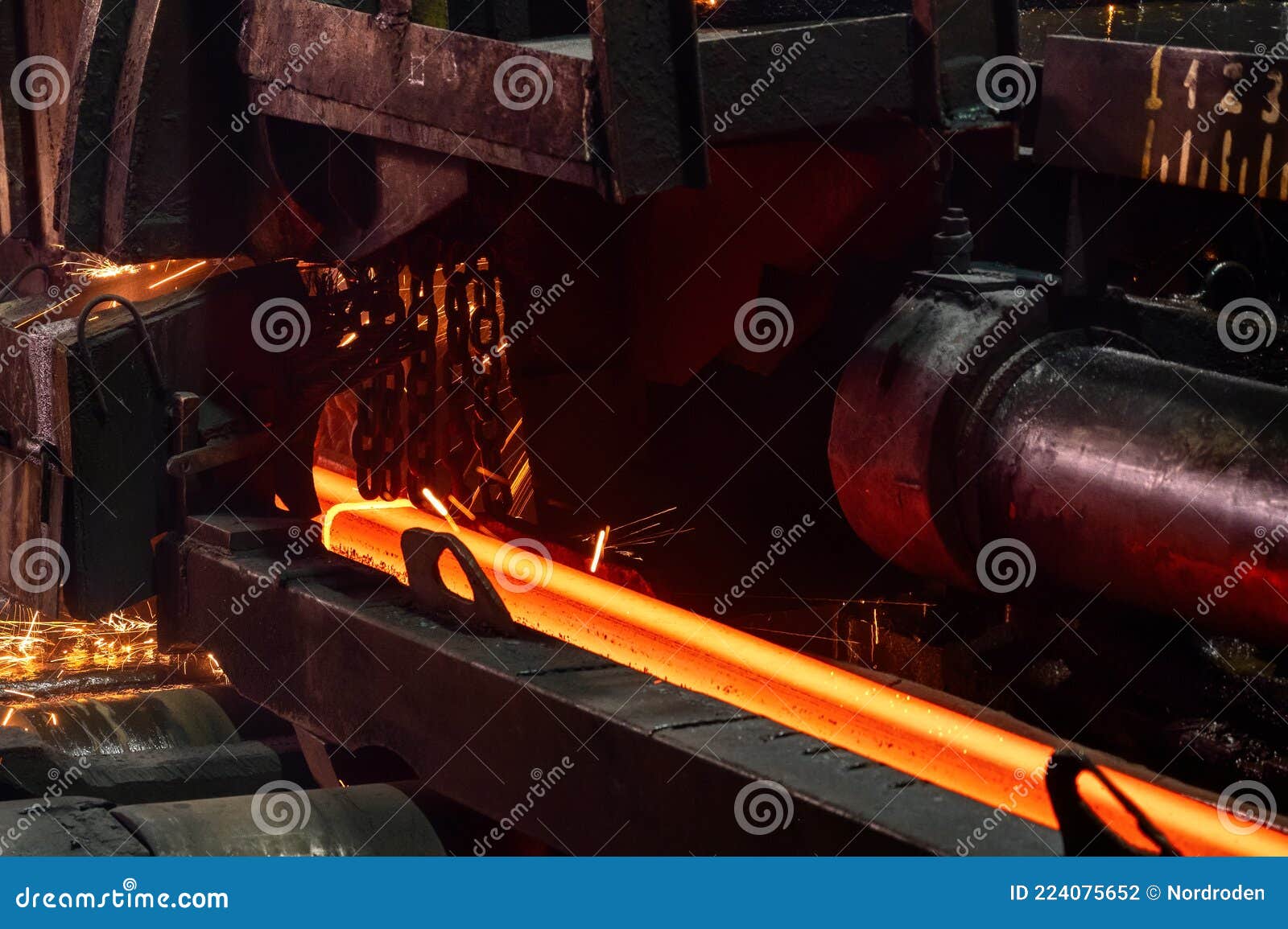 Red-hot Metal Billet on the Roller Table of a Rolling Mill Stock Photo ...