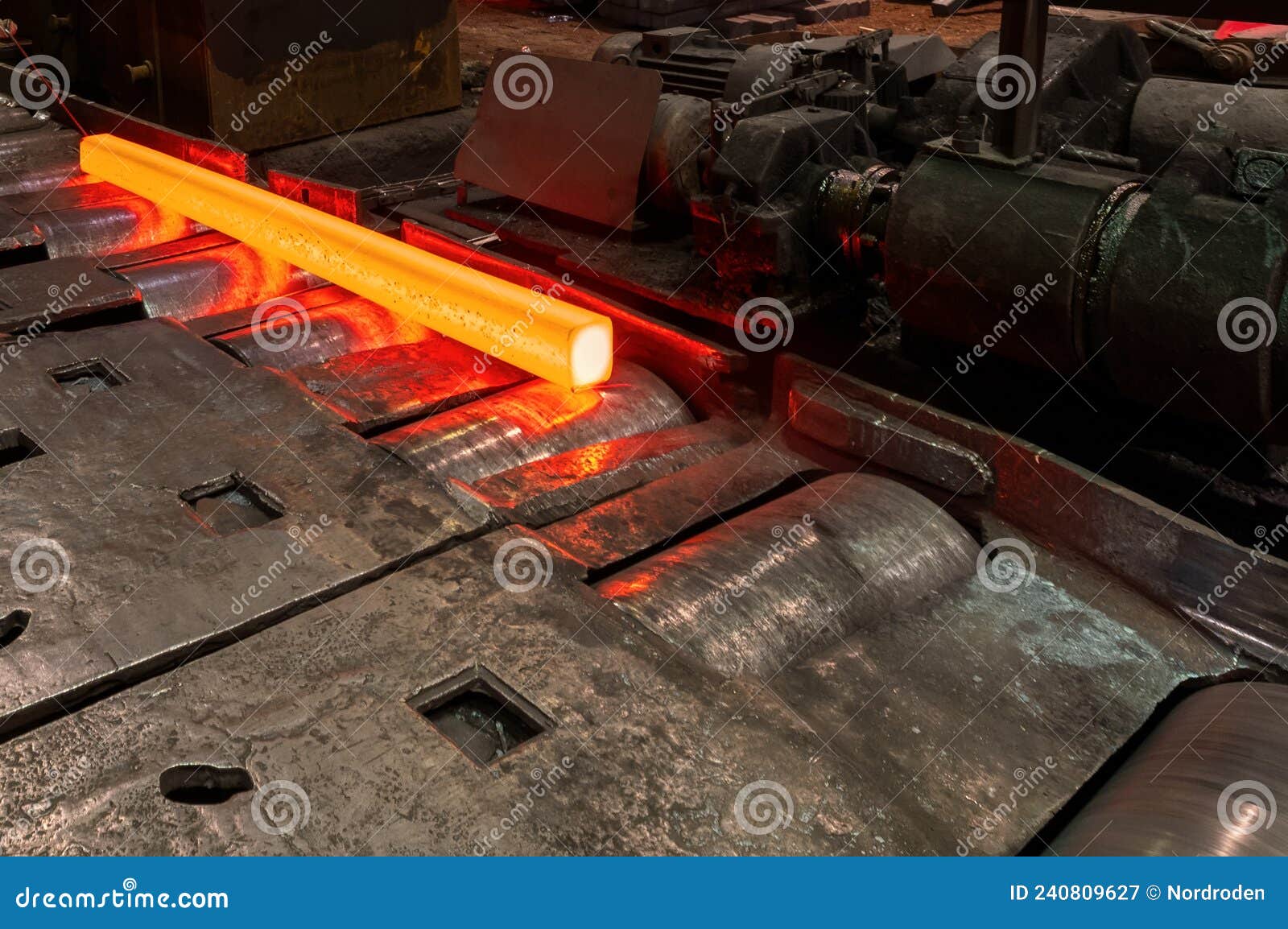 Red-hot Metal Billet on the Roller Table of a Rolling Mill Stock Image ...