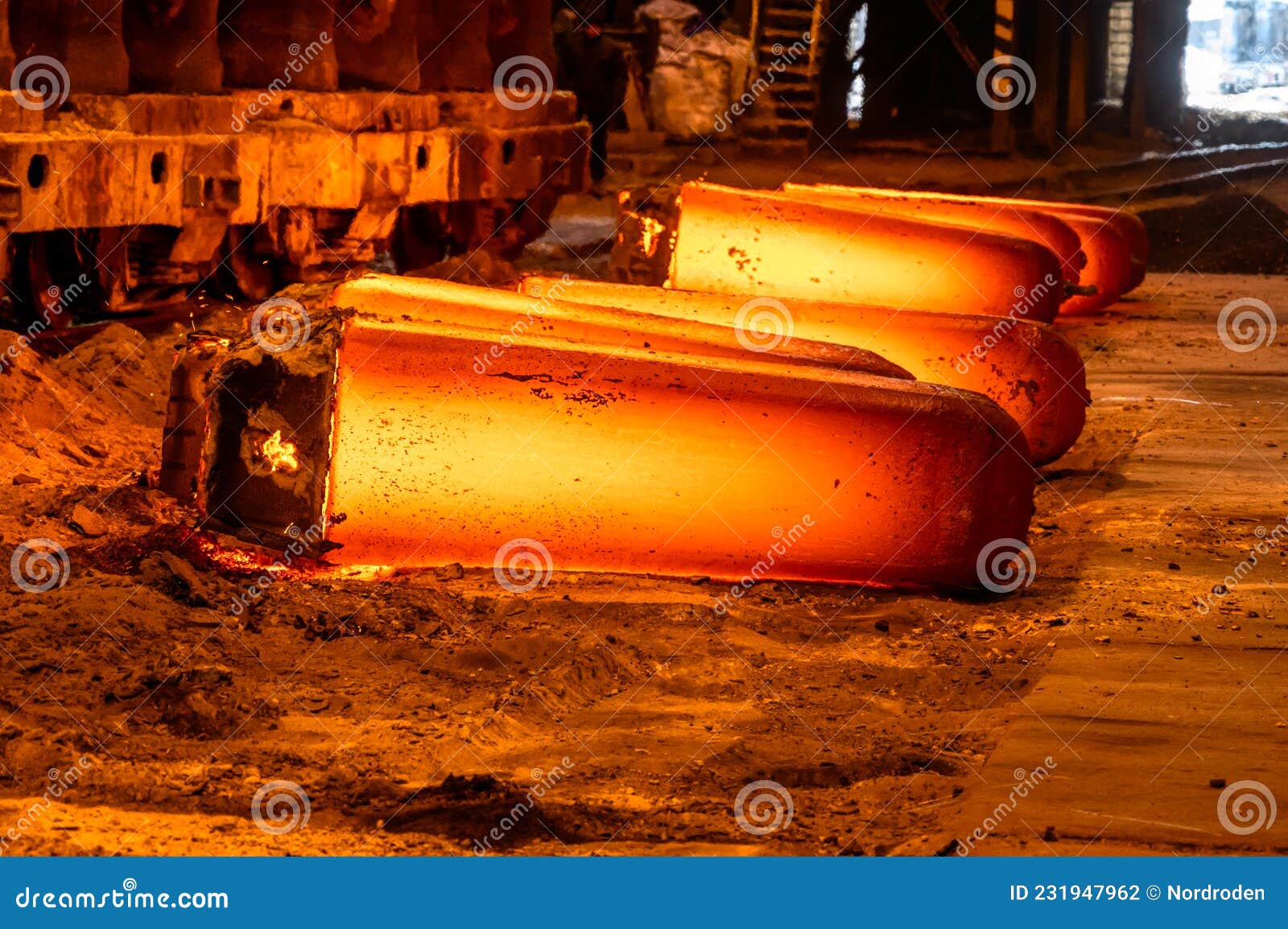 A Red-hot Metal Forging Lies on the Ground Stock Photo - Image of ...