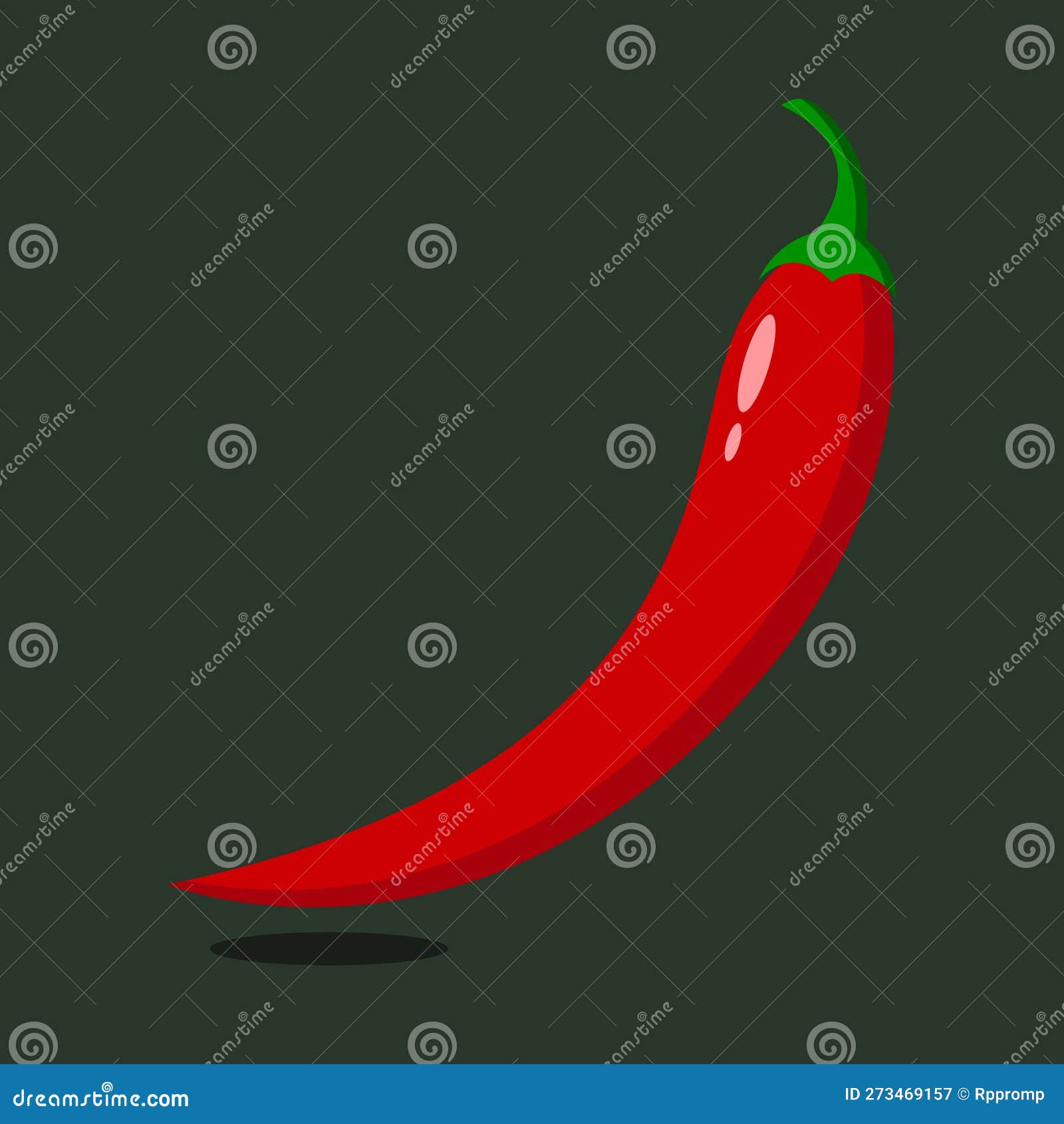 Red Hot Natural Pepper, Isolated Image with Shadow Vector Illustration ...