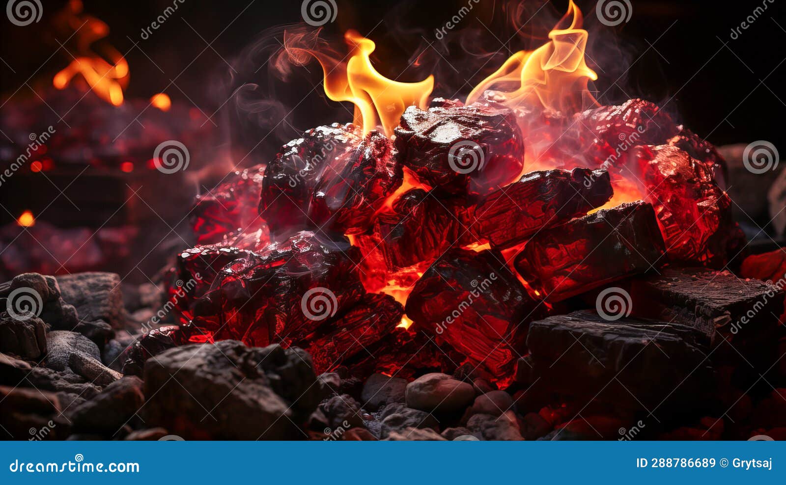 Red-hot Pieces of Coal on a Dark Background Stock Illustration ...