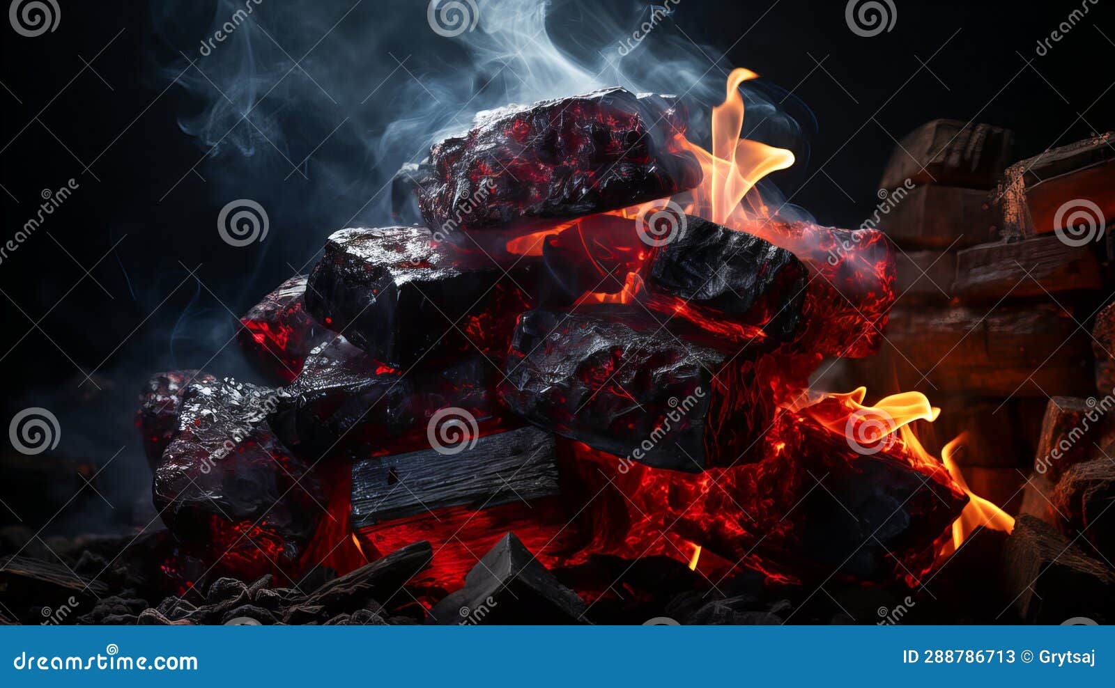 Red-hot Pieces of Coal on a Dark Background Stock Illustration ...