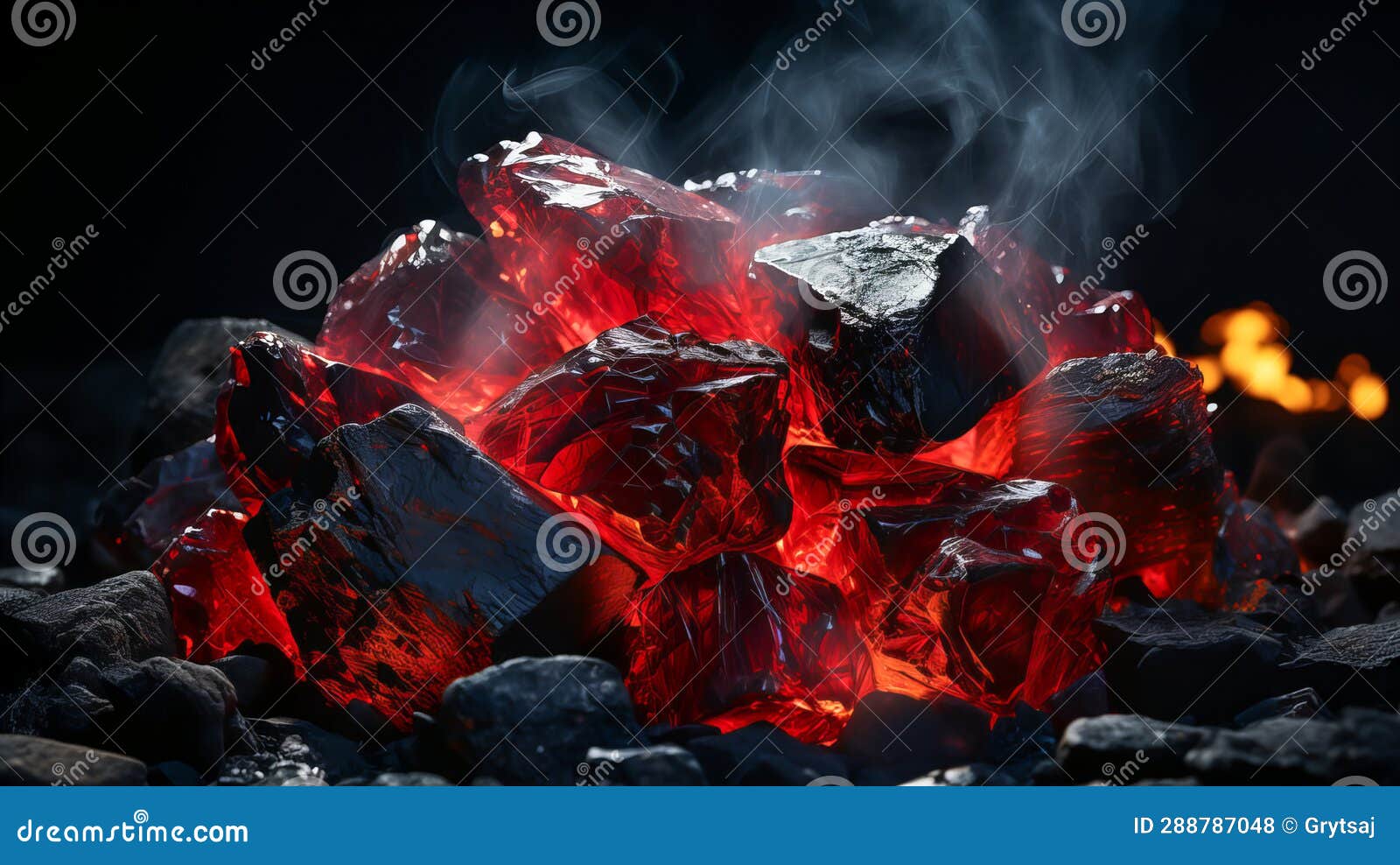 Red-hot Pieces of Coal on a Dark Background Stock Illustration ...