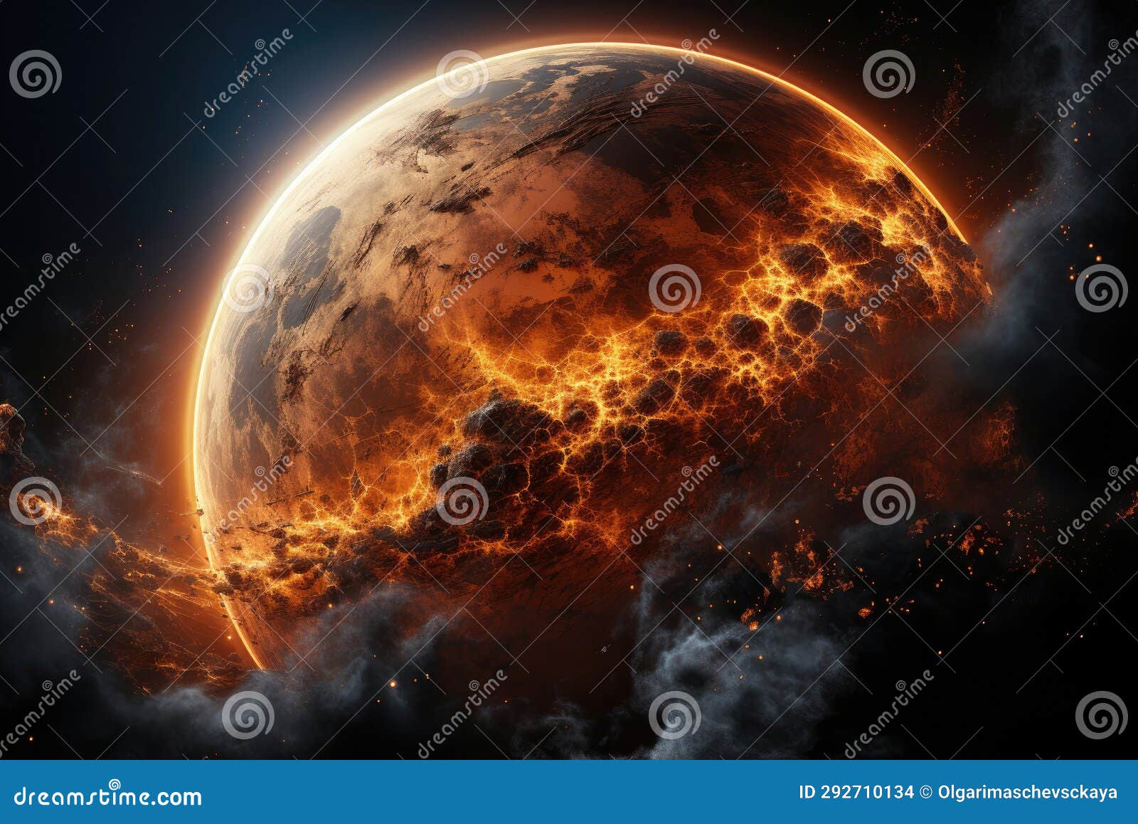 Red Hot Planet in Space. Symbolic Image of Mars Stock Photo - Image of ...