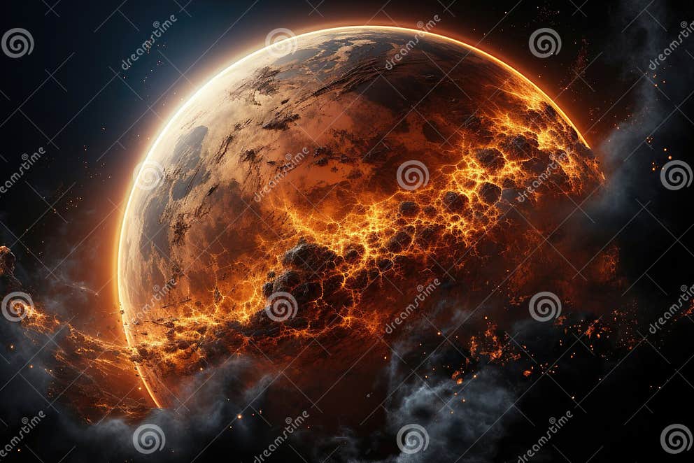 Red Hot Planet in Space. Symbolic Image of Mars Stock Illustration ...