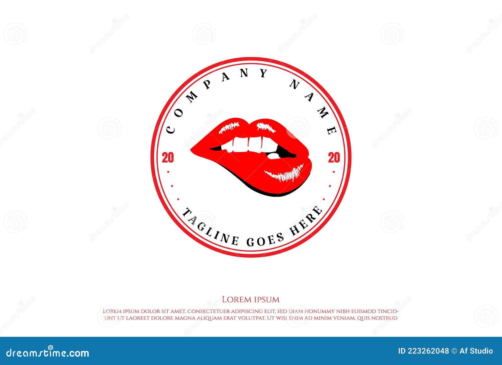 Red Hot Sensual Naughty Woman Girl Lips Logo Design Vector Stock Vector