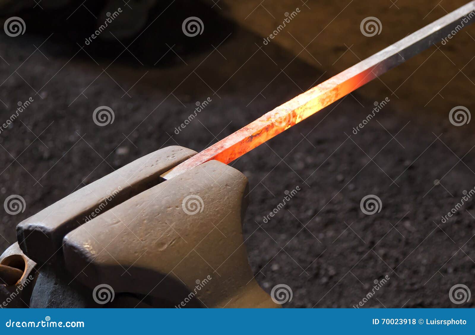 Red hot steel bar stock photo. Image of forging, artisan - 70023918