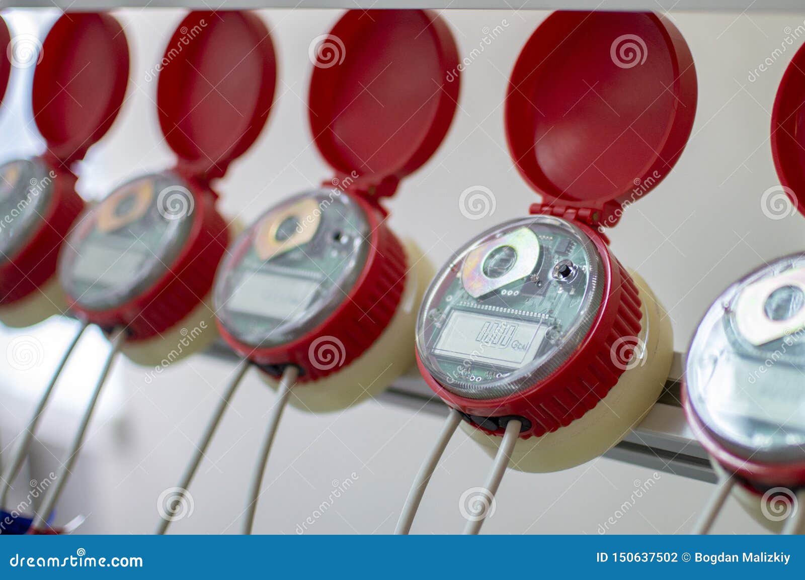 Red Hot Water Meters with Zero Readings are Installed Stock Photo ...