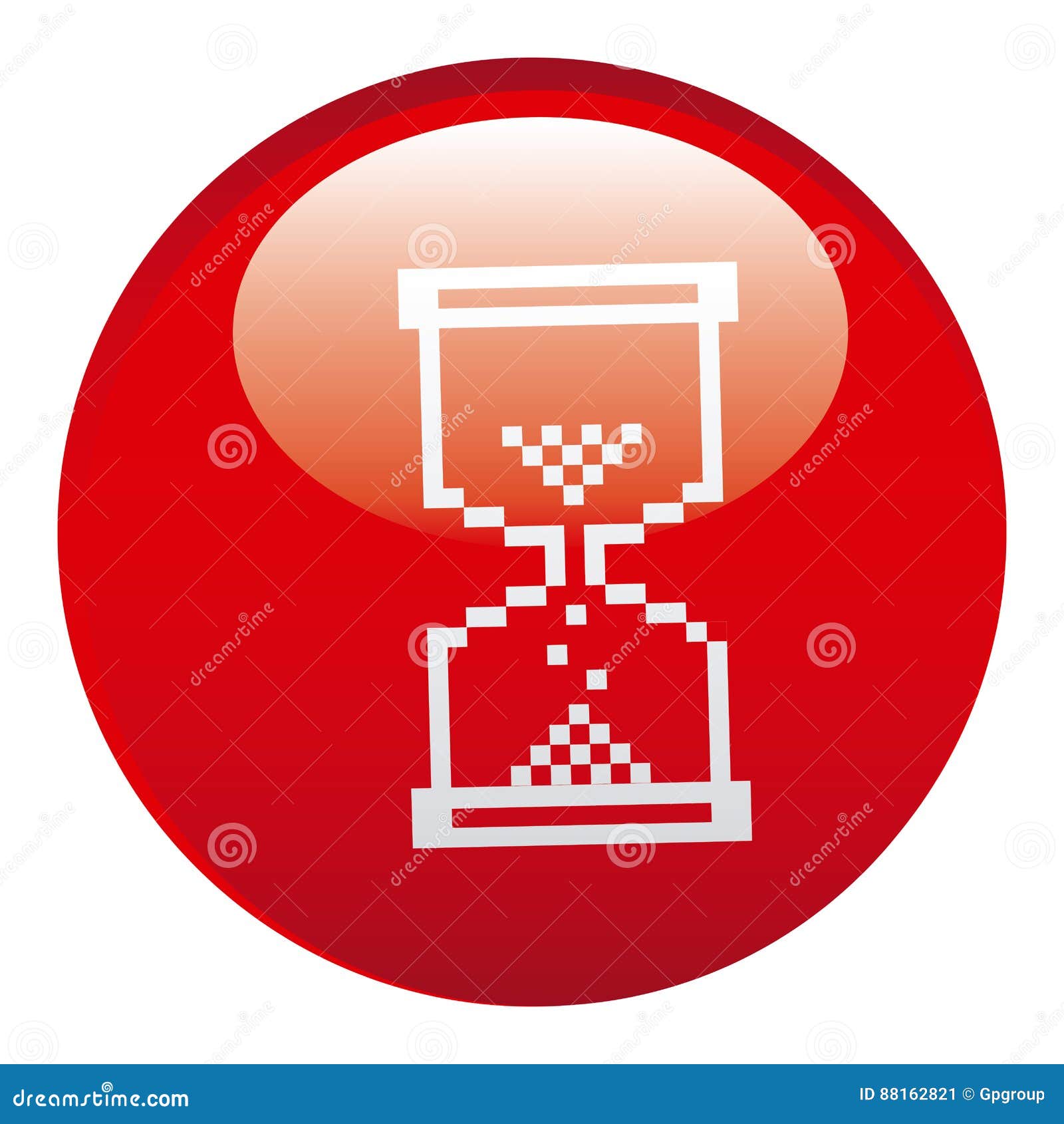 Red hourglass emblem icon stock illustration. Illustration of graphic ...