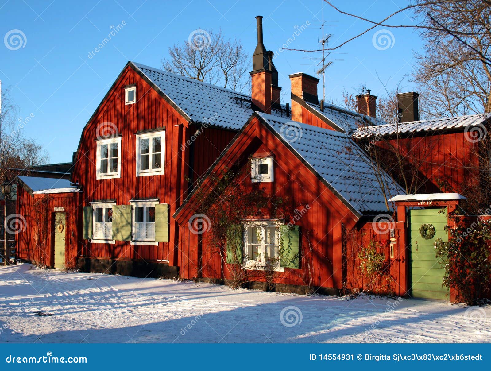 Red house stock image. Image of blue, rural, chimney - 14554931
